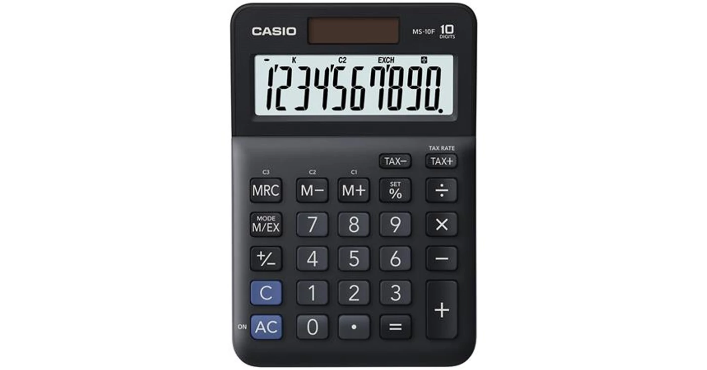 Számológép, asztali, 10 számjegy, CASIO MS-10 F, fekete - Casio - Új ...